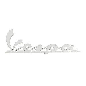 Piaggio Vespa "Vespa" 4 inch Badge Emblem leg shield Chrome Top Case for Et2 Et4 Lx Lxv S Gt Gts Gtv Sprint Primavera 50 125 150 200 250 300 Super 4 inch 656219 57356R, 620530, 623205, 673314, 673837