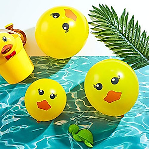 60 Pieces Yellow Duck Latex Balloons Cartoon Duck Printed Balloons Cute Duck Face Latex Balloons for Wedding Birthday Party Baby Shower Classroom Decoration, 12 Inches