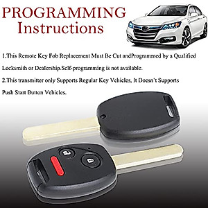 Key Fob Remote Replacement Fits Honda CR-V 2007 2008 2009 2010 2011 2012 2013/CR-Z 2007- 2014 2015/Fit/Insight/Accord Coupe/Crosstour MLBHLIK-1T Keyless Entry Remote Control 35111-SWA-306