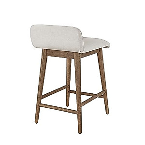 Ball & Cast Upholstered Counter Height Bar Stools 24 inch Kitchen Wooden Stool Chairs Set of 2, Linen