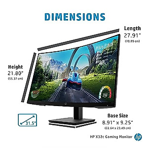 HP 32-inch Curved Gaming Monitor VA HA FHD 1ms 165hz Display, EyeSafe, TÜV certified (X32c, Black)