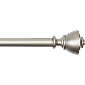 Amazon Basics 1-Inch Wall Curtain Rod with Urn Finials, 72" to 144", Nickel