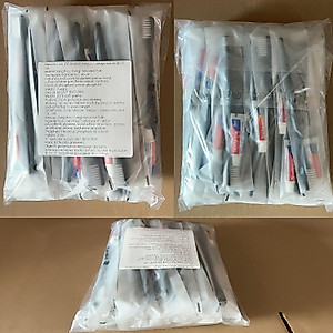 Xuezoioy Disposable Toothbrushes with Toothpaste Pack of 30,Black Individually Wrapped Disposable Travel Toothbrush Kit in Bulk for Homeless,Nursing Home,Shelter,Hotel,Charity