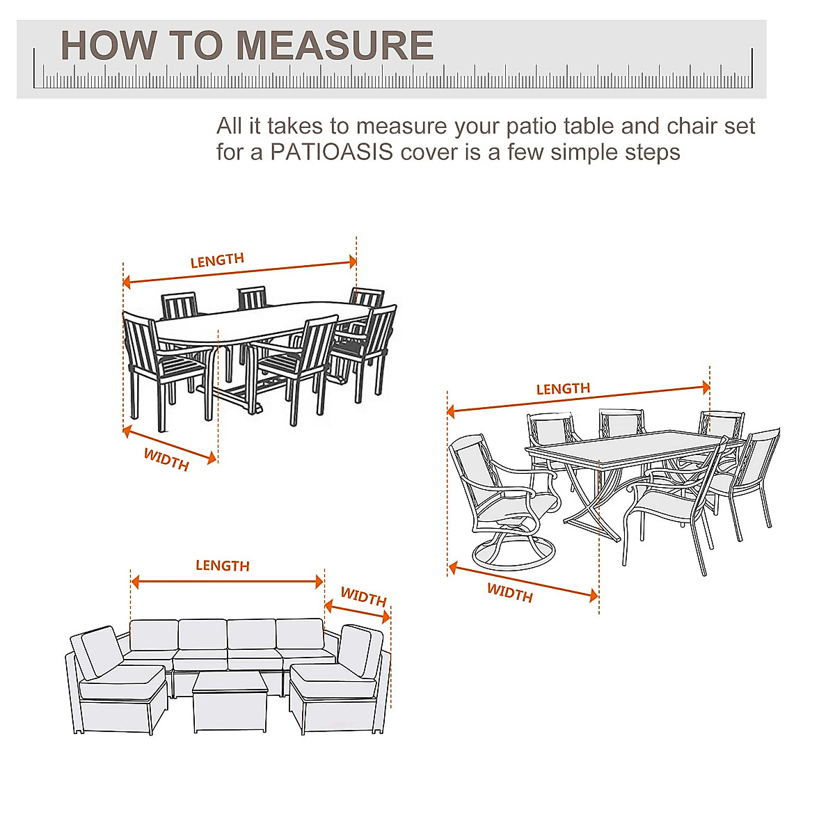 Patio Table Covers Waterproof Rectangular, Hickory Patio Furniture Covers Gray 109''L x 84''W x 32''H Rectangle Outdoor Lawn Table and 7-9 Chairs Covers All Weather Proof