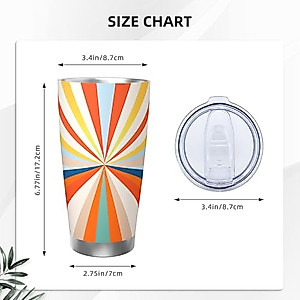 AYCZN Colorful Rays 20 OZ Tumbler Stainless Steel Travel Coffee Mug, Rainbow Insulated Water Bottle with Lid and Straws Leakproof Thermal Cup
