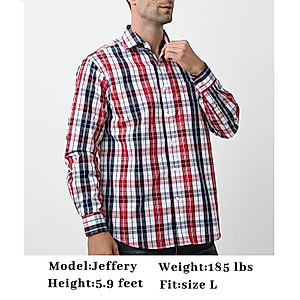 Double Pump Mens Button Down Shirts Cotton Long Sleeve Shirts Regular Fit (SL02A,L)