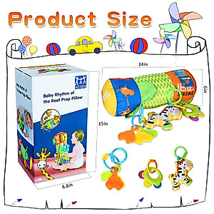 HISTOYE Baby Tummy Time Pillow Toy with Detachable Rattles Crawling Roller Developmental Baby Toys 3-6 Months Baby Toys 6-12 Months Infant Toys 0 3 6 9 12 Months Old Toys for Baby Infants Newborn