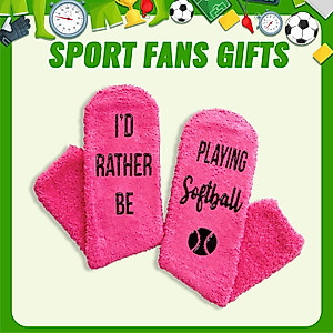 HAPPYPOP Softball Gifts for Teen Girls Teenager - Softball Mom Team Gifts, Softball Player Gifts for Women, Fuzzy Softball Socks, Youth Softball Socks Women