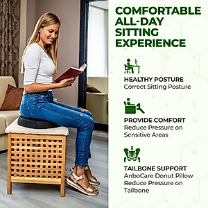 AnboCare Donut Gel Sitting Pillow - Orthopedic Memory Foam for Tailbone Pain, Hemorrhoid, Bed Sores, Postpartum, Prostate, Coccyx & Sciatica Pain