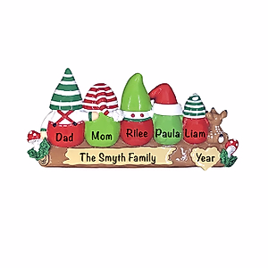 Family Personalized Christmas Ornaments 2023 - Fast & Free 24h Customization – Gnomes Family of 5 Christmas Decorations with Name - Comes Gift-Wrapped - Precious Moments