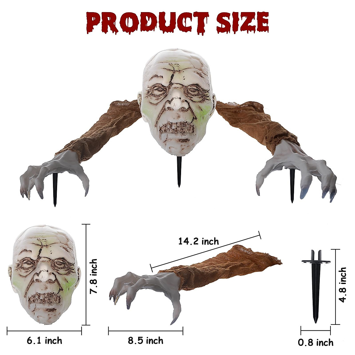 Halloween Decorations Outdoor Statues Lighted Zombie Groundbreaker,Scary Scary Halloween Tombstone Skeleton for Outdoor Halloween Graveyard Garden, Lawn, Patio, Haunted House Props Outdoor Decorations