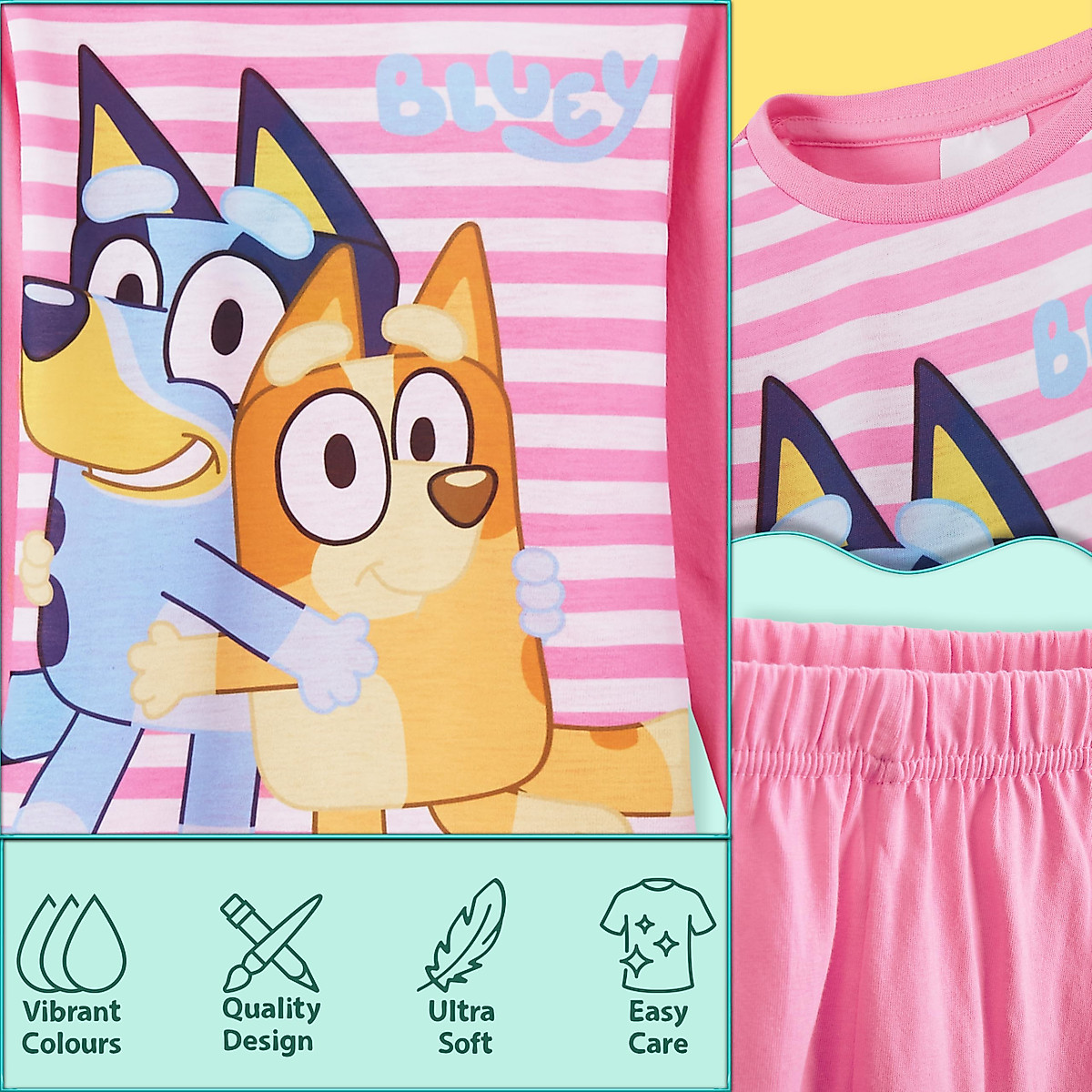 Bluey Pajamas for Girls Toddlers Long PJs Set Lounge Set Comfy Sleepwear (2-3 Years, Pink/White)