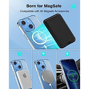 Dlinda 2-in-1 Compatible with iPhone 15 Magnetic Case Clear with Card Holder Leather, Compatible with Magsafe Wallet Case, Yellow Resistant & MIL-Grade Drop Tested, Midnight Black