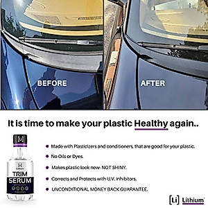 Trim Serum- Plastic Restorer- Restores Even the Most Damaged Plastic, Rubber and Vinyl, Last For Months, Penetrates Plastic Pores Restoring Color. (16oz).