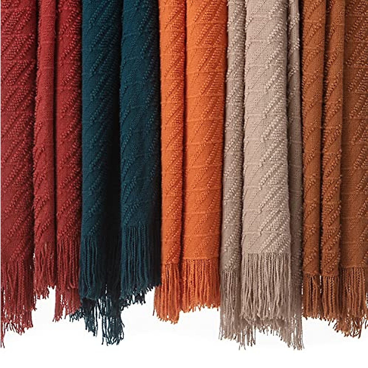 Chanasya Teal Throw Blanket with Tassels - Acrylic Knitted Super Soft Fluffy Warm Cozy Lightweight Chic Boho Blanket for Bed Sofa Chair Couch Cover Living Bed Room (50x65 Inches) Deep Teal