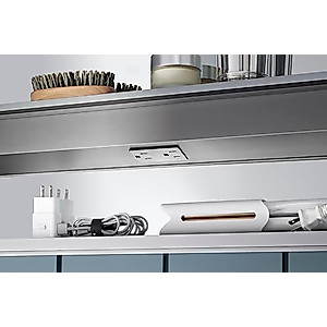 KOHLER K-81147-SLE-DA1 Maxstow Medicine Cabinet with LED Light, Mirror Door & Staggered Shelves, Rectangular Frame, 17" x 40"