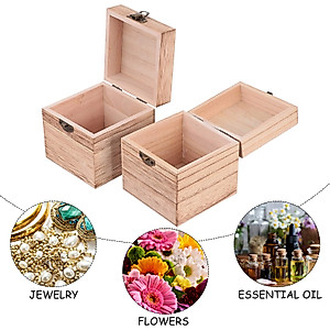 Cabilock Wooden Box 2pcs Unfinished Square Wood Box DIY Craft Wooden Box Jewelry Ring Box Unpainted Storage Box with Hinged Lid Front Clasp for Bracelet Watch Necklace Earrings Style 2 Memory Box