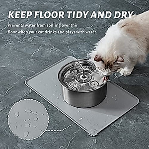 DOOOB Cat Water Fountain, 3.2L/108OZ Stainless Steel Pet Water Dispenser Automatic Metal Dog Drinking Bowl with 3 Replacement Filters Ultra-Quiet Pump and Waterproof Food Mats