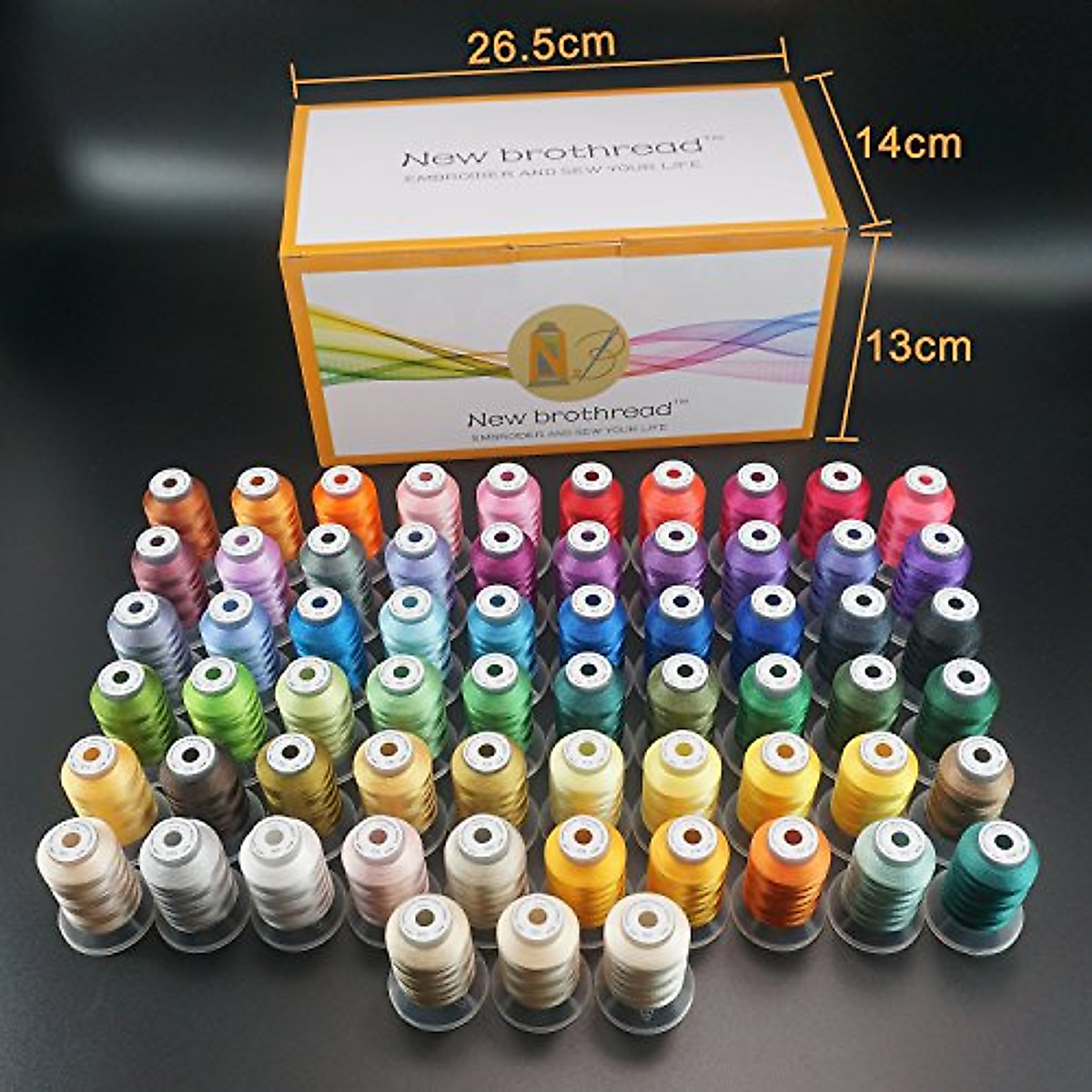 New brothread 63 Brother Colors Polyester Embroidery Machine Thread Kit 500M (550Y) Each Spool for Brother Babylock Janome Singer Pfaff Husqvarna Bernina Embroidery and Sewing Machines
