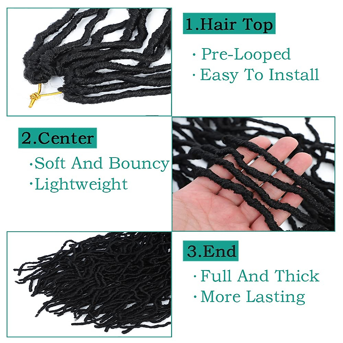 7 Packs Faux Locs Crochet Hair 36 Inch New Soft Locs Crochet Hair For Black Women Pre-looped Long Goddess Locs Crochet Braids Curly Wavy Braiding Hair Extension (1B)