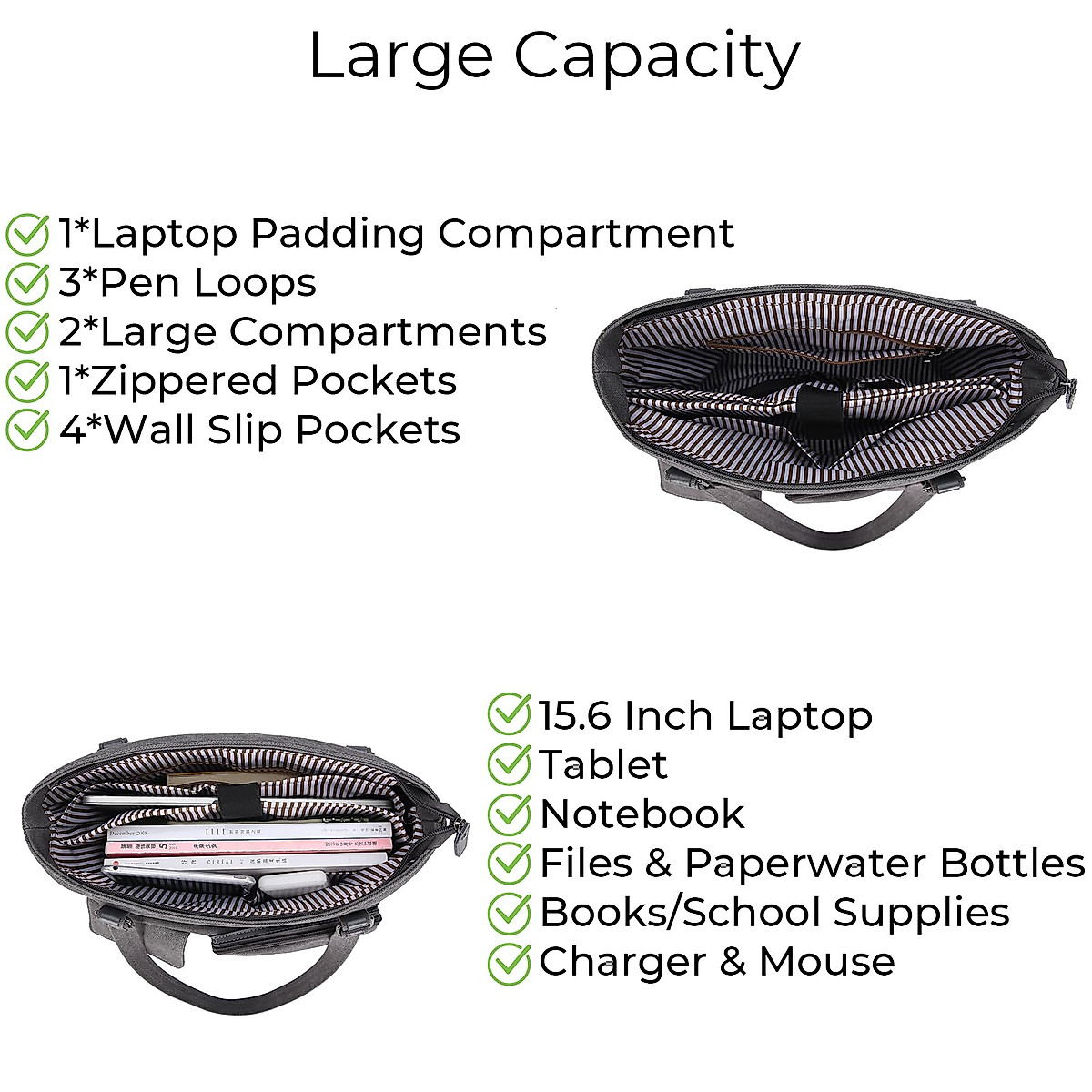 Laptop Tote Bag for Women Work Bags Professional 15.6 Inch Large Canvas Purse with Pockets