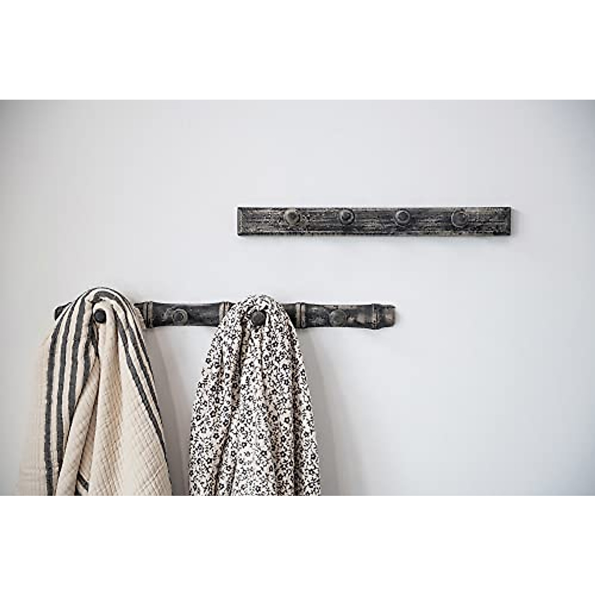 Creative Co-Op Coastal Black and White Stripe Woven Cotton Double Cloth Stitched Blanket and Frayed Edges Throw, Cream & Black