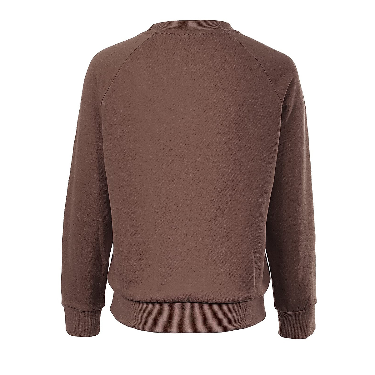 MixMatchy Women's Soft and Comfy Basic Pullover Crewneck Fleece Sweatshirt Brown S