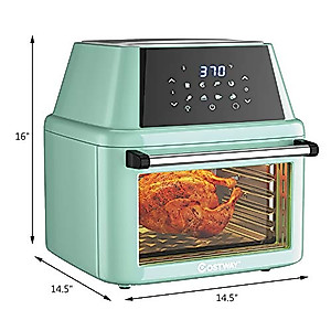 COSTWAY 8-in-1 Air Fryer Oven, Multifunctional Programmable 19QT Cooking Oven with 10 Accessories, Rotisserie, 8 Pre-set Recipe, LED Digital Touchscreen, Viewing Window, 1800W (Green)