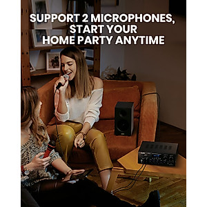 Moukey Home Audio Amplifier Stereo Receivers with Bluetooth 5.0, 220W 2 Channel Power Amplifier Stereo System, w/USB, SD, AUX, MIC in w/Echo, LED for Home Theater Speakers via RCA, Studio Use - MAMP1