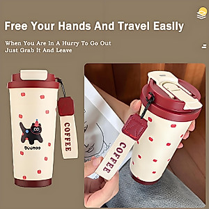 Ausenzup Water Bottle - 500ml / 16.9oz Vacuum Insulated Water Cup With Lid And Straw - Stainless Steel Travel Car Coffee Mug Hot Cold Drink Iced Coffee Tumbler Bride Gifts Christmas/Wedding(C)