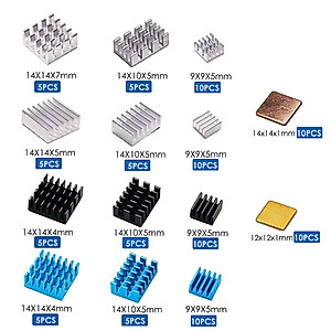 100 Pcs Raspberry Pi 4 Heatsink, MazerPi Raspberry Pi Heatsink Set Aluminum Heatsink with 3M 8810 Thermal Pad Copper Heatsink for Raspberry Pi 4 Model B/ 3B+/ 3B/ 2B