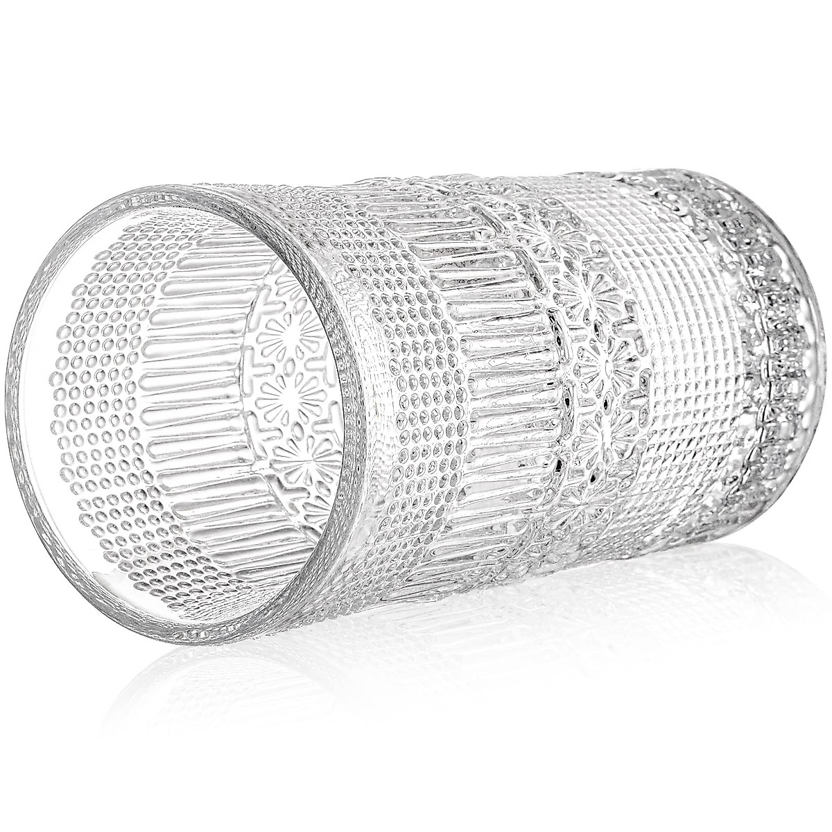 Coloch 6 Pack 13 Oz Romantic Water Glasses, Carved Drinking Glasses Tumbler Heavy Duty Highball Glasses Vintage Glassware Set for Beer, Milk, Beverages, Home, Bar, Restaurant