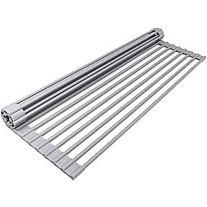 Plate Rack Draining Dish Rack Dish Rack Drying Roll Up NO-Slip Silicone-Coated Kitchen Multipurpose Sink Drainer Foldable Drain Shelf for Kitchen Countertop Pan Plate Holder