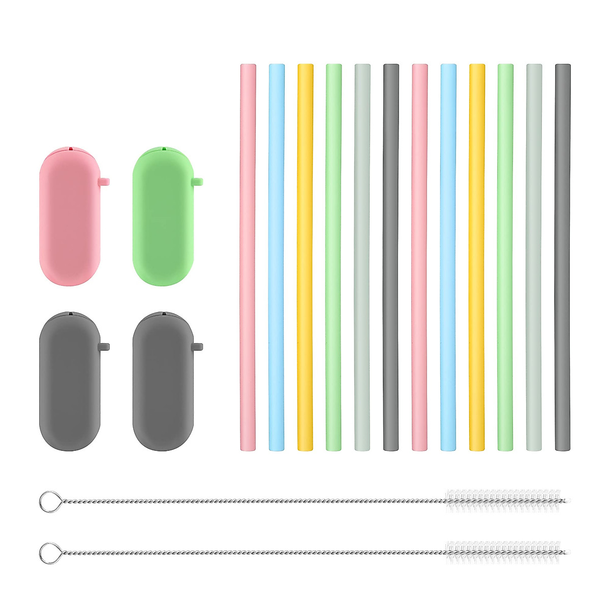 Sunseeke Reusable Silicone Straws Set - Odorless, for Stanley Travel Tumbler | 14 OZ to 20 OZ | Food Grade Platinum Silicone - 8 1/2" Long