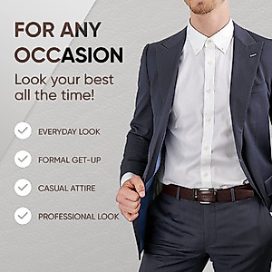 Prospero Comfort - Reversible Belts for Men, Italian Top-Grain Leather Belt for Men, 2-Toned Men’s Belts, Men’s Belt for Casual Wear, 35mm Dress Belt, Screen Print Black Belt Men’s Size 38