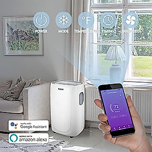 Emerson Quiet Kool EAPC12RSD1 3 in 1 Smart Portable Air Conditioner, Dehumidifier & Fan | WiFi and Voice Control | Amazon Alexa, Google Home | for Rooms up to 450 Sq.Ft | EAPC8RSC1, Sq. Ft, White