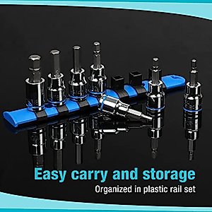 DURATECH Allen Bit Socket Set, 3/8'' Drive Torx, 21-Piece, Premium CR-V Socket and S2 Bits, Metric&SAE