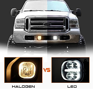 LED Fog Light with Daytime Running Lights - Fog Light Assembly for Ford F250 F350 F450 F550 Super Duty 2005 2006 2007 Driving Fog Lamps Plug & Play 2pcs