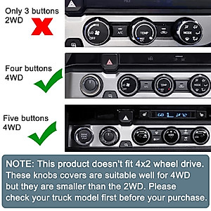 JKCOVER Interior Decorated Button Knob Covers Compatible with Toyota Tacoma 2023 2022 2021 2020 2019 2018 2017 2016, 4WD Temp Air Conditioner AC Switch Audio CD Aluminum Alloy Knob Ring (Red,4pcs)