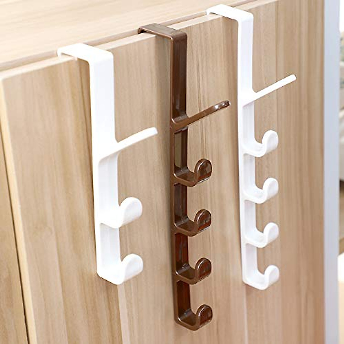 canjoyn 5 Layers Over The Door Hook Organizer Rack Hanger Backpack Handbag Door Hook, Pack of 4 (White)