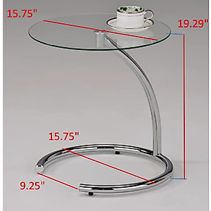 Kings Brand Furniture - Chrome with Glass Modern Accent Side End Table