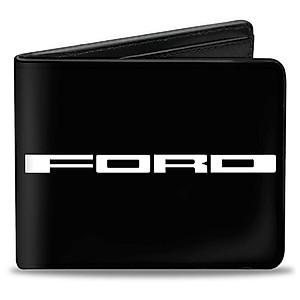 Buckle-Down Men's Ford Wallet, Bifold, Text Americana Camo Black White Red Blue, Vegan Leather, 4.0" x 3.5"