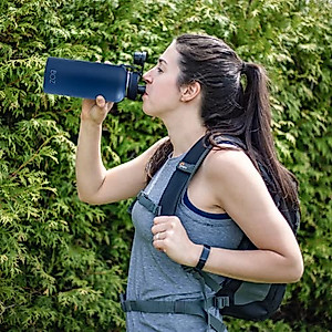 BOZ Stainless Steel Water Bottle XL (1 L / 32oz) Wide Mouth, BPA Free, Vacuum Double Wall Insulated (Monaco Blue)
