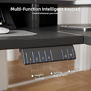 Claiks Dual Motor 63" L Shaped Standing Desk with Drawers, Electric Standing Desk Adjustable Height, Corner Stand up Desk with Splice Board, Black Frame/Black Top