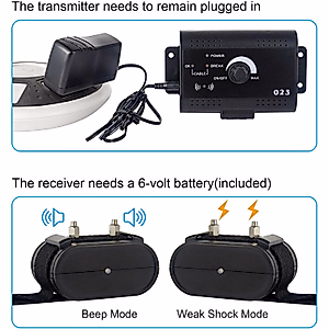 SUXIAN Electronic Dog Fence, In-ground/Aboveground Pet Dog Containment System, 1500 Feet Fence Dog Boundary Container, Waterproof Training Collar, Safe Effective, Harmless for All Dogs,for2dogs