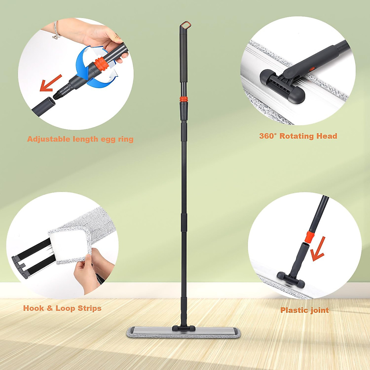 Microfiber Mop 18" Large Flat Mops for Floor Cleaning Floor Mop 4 Premium Pads Hardwood for Cleaning Wet Mop Wet or Dry Floor Cleaning