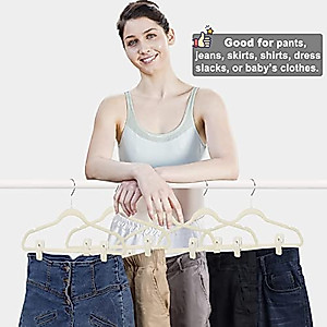 TOFIIGREM Velvet Hanger Clips for Velvet Hangers - 20 PCS Beige Non-Slip Velvet Clip for Pants Suit Skirt Hanger, Strong Velvet Clips Fit for Ivory Velvet Hangers