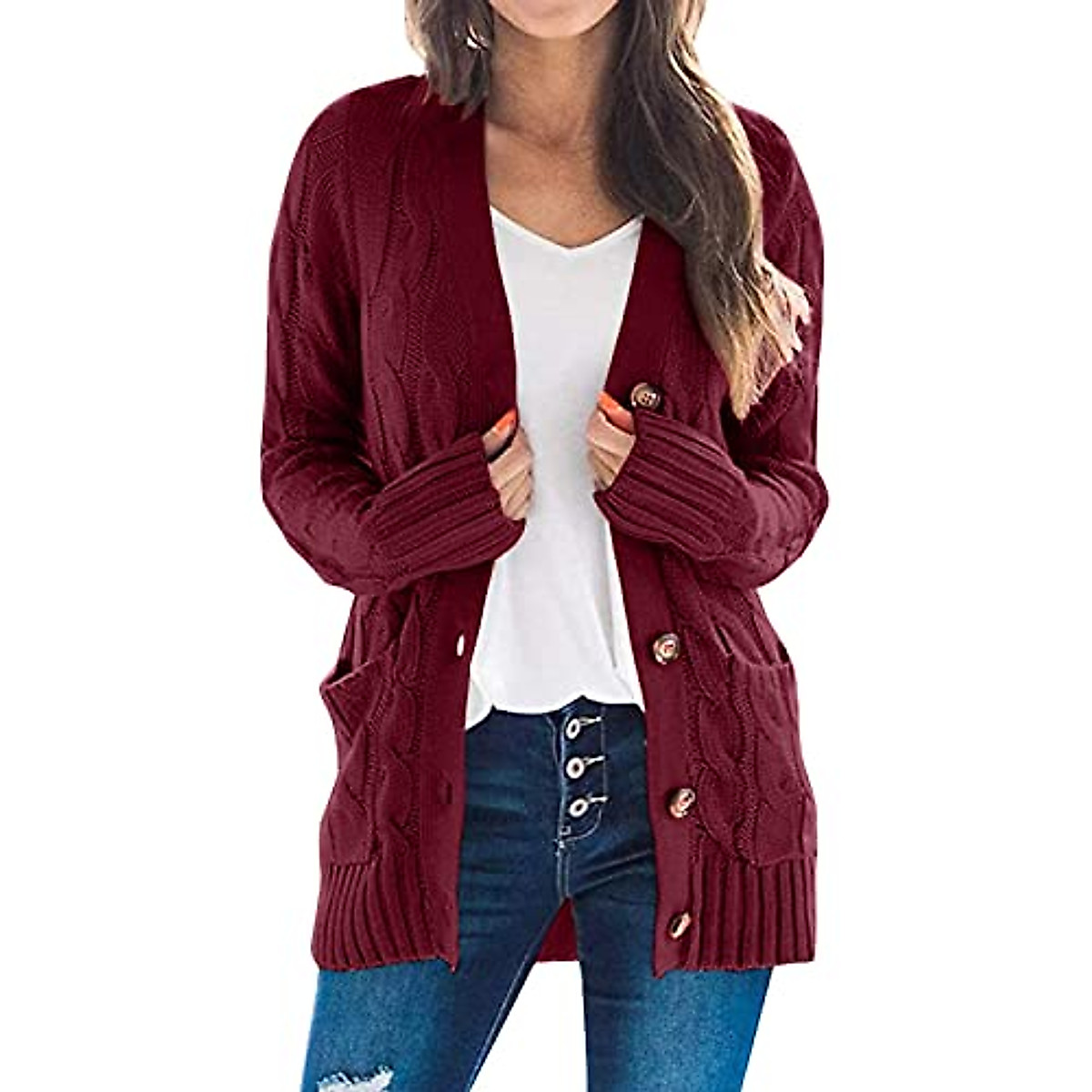 JMMSlmax Fall Sweaters Cardigans for Women Trendy Work Open Front Cardigan Fashion Button Down Cable Knit Chunky Outwear Coat