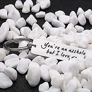 Best Christmas Funny Couples Keychain Gifts for Man Boyfriend Girlfriend Husband Wife Fiance Bridegroom You’re An Assh*le But I Love You Birthday Anniversary Wedding Valentines Day