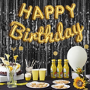 5 Pack Black Fringe Backdrop 3.2ft x 8.2ft Foil Curtain Tinsel Foil Fringe Curtains Backdrop Tinsel Backdrop Streamers for Birthday Curtain Party Decoration Wedding Christmas Decoration (Black)